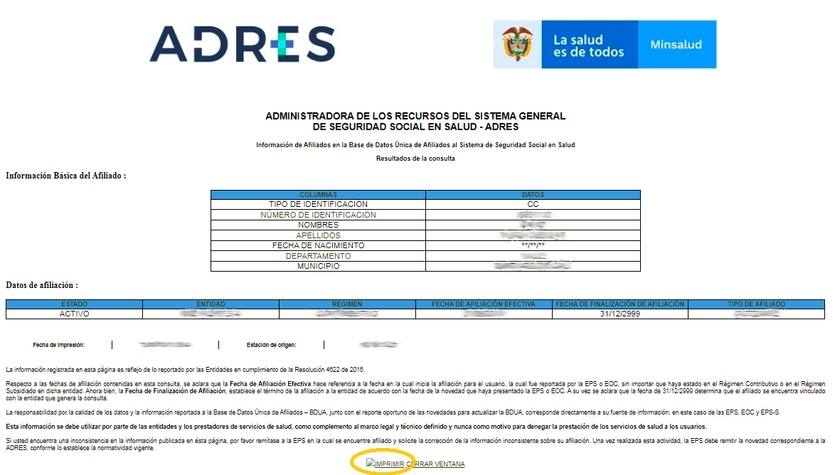 ADRES - Trámites y Diligencias